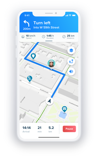 Cycling GPS navigation - Bikemap Apps for iOS, Android, Apple Watch ...
